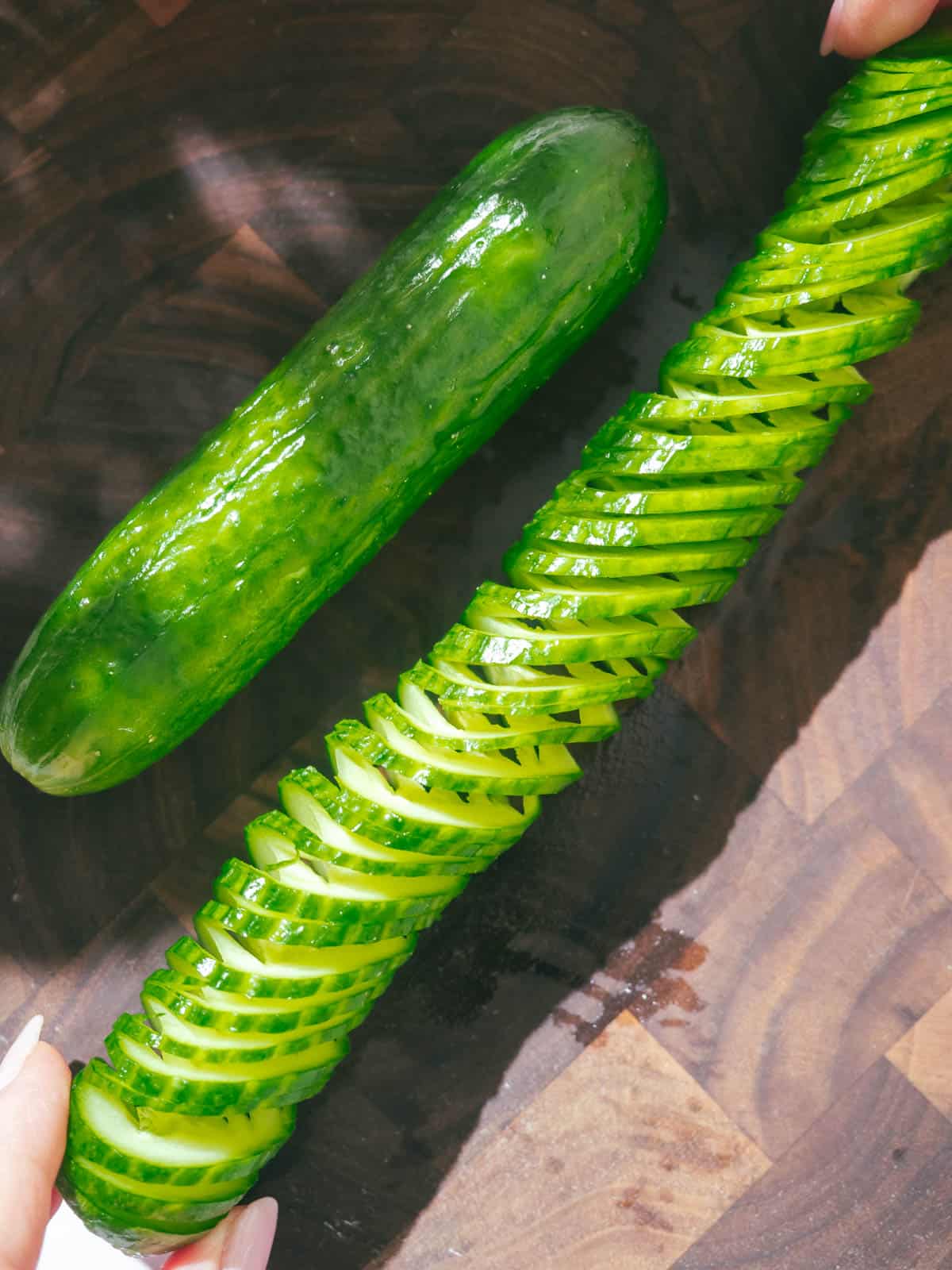 Sesame Spiral Cucumber Salad - Yoko's kitchen