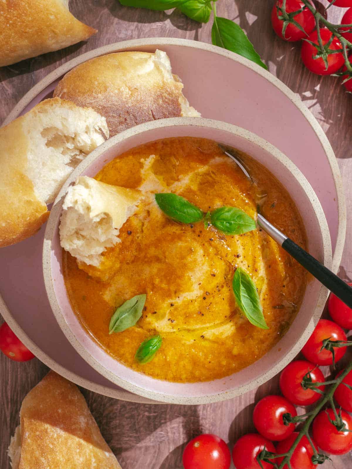 Creamy Roasted Tomato Soup with Shio Koji and Basil(Dairy Free) - Yoko ...