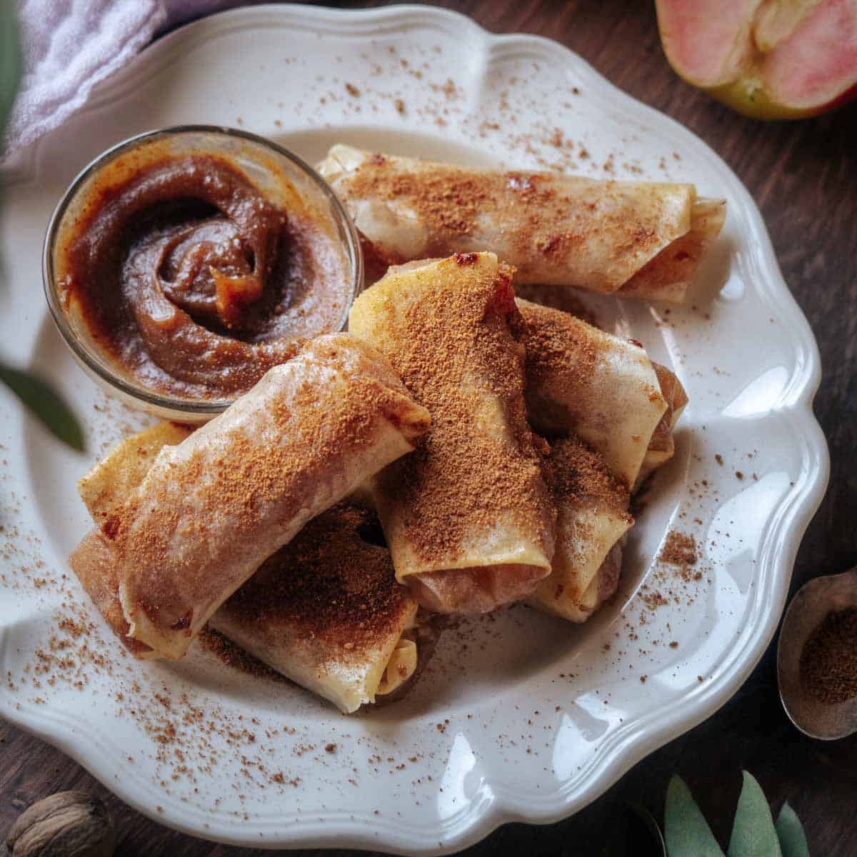 Easy Apple Pie Spring Rolls with Healthy Cinnamon Sugar(Vegan) - Yoko's ...