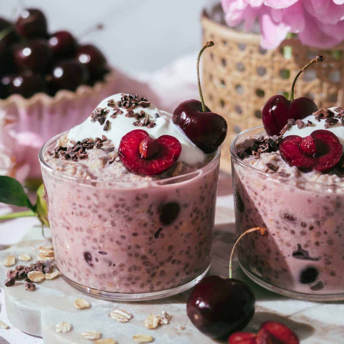 Easy Cherry Overnight Oats with Cacao Nibs(Healthy Meal Prep) - Yoko's ...