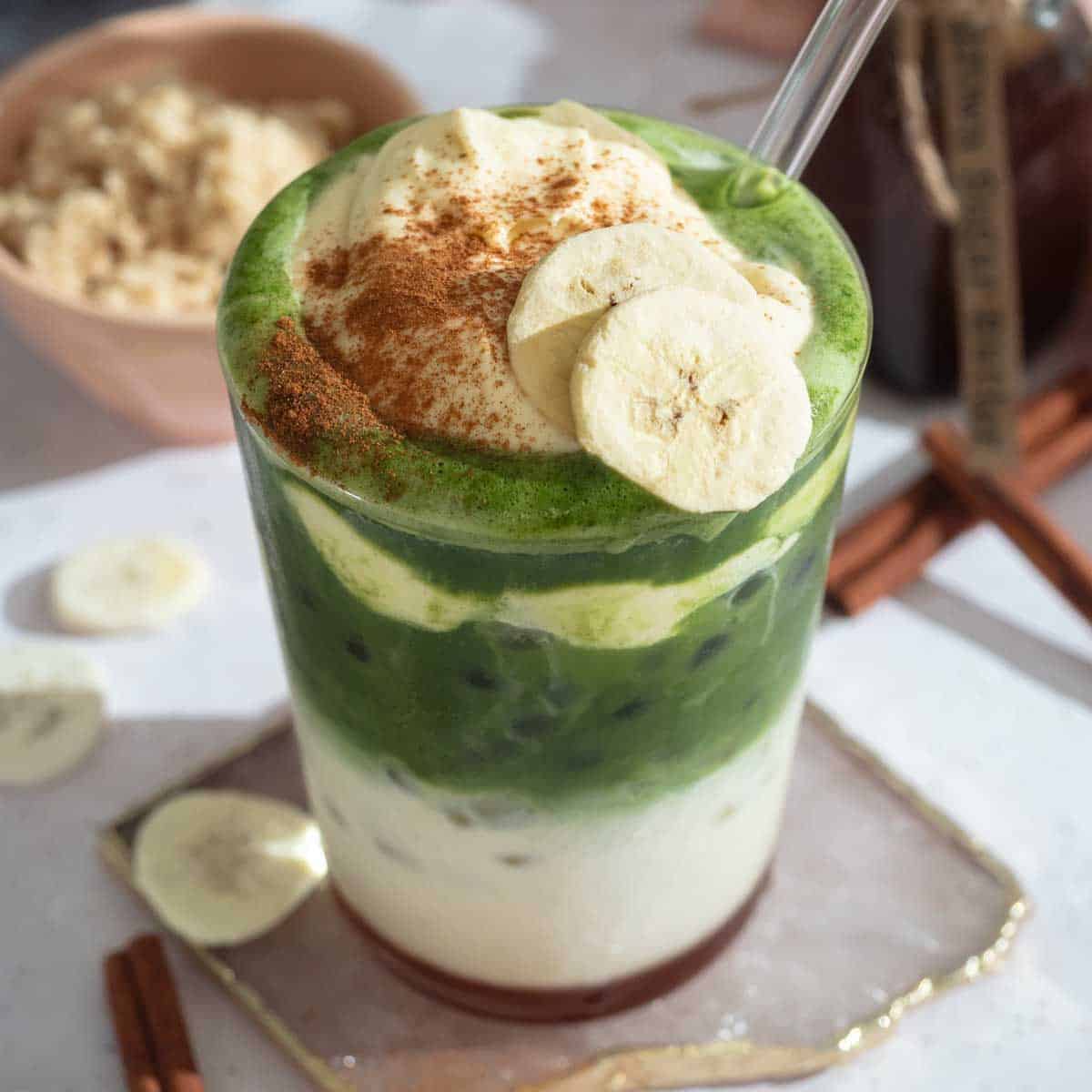 Starbucks Iced Banana Bread Matcha (Copycat & Healthier Version)- Yoko ...